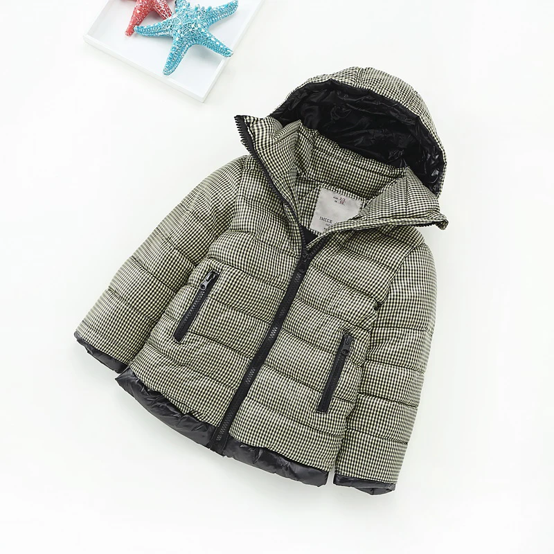 Autumn Kids boy Plaid patterned warm padding long Clothes Children ...