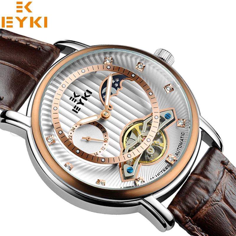 Original EYKI Men's Watches Automatic Self Wind Quality Brand Leather ...