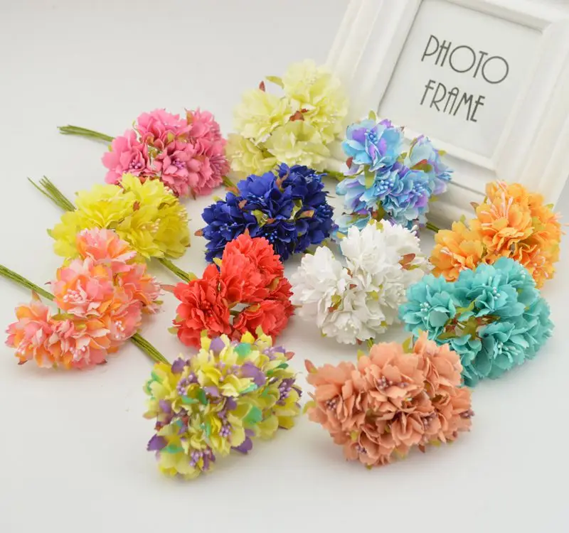 6pcs Silk Stamen Bouquet Fake Flower For home Wedding Party Decora DIY ...