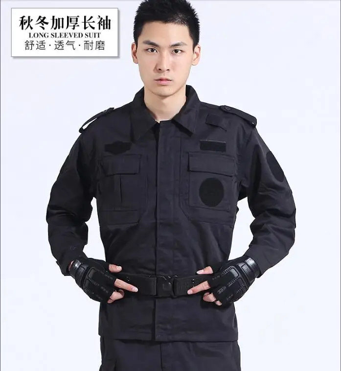 Spring Militar Black Military Uniform Combat Man Suit Security Guard ...
