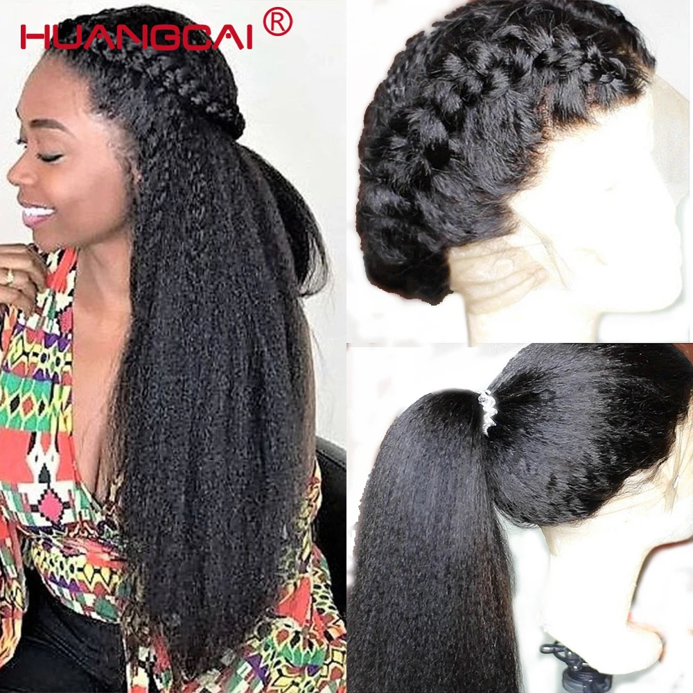 Peluca de cabello humano liso de 13x4, postizo de encaje Frontal, pelo ...