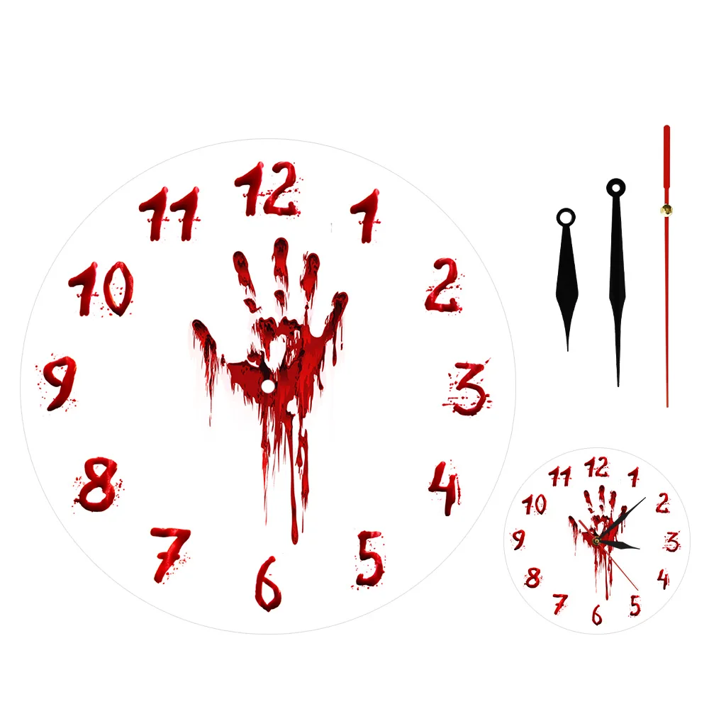 Bloody Hand Horror Hand Printed Wall Clock Halloween Slasher Novelty ...