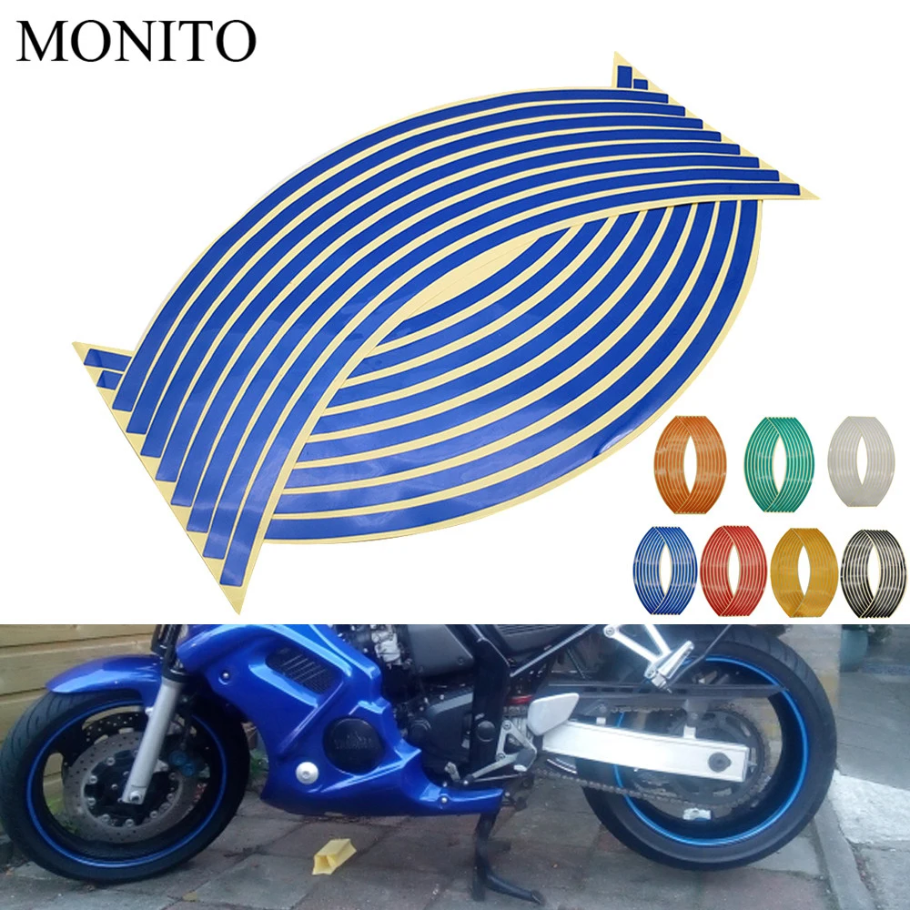 Motorcycle Wheel Sticker Reflective Decals Rim Tape Strip For Honda ...