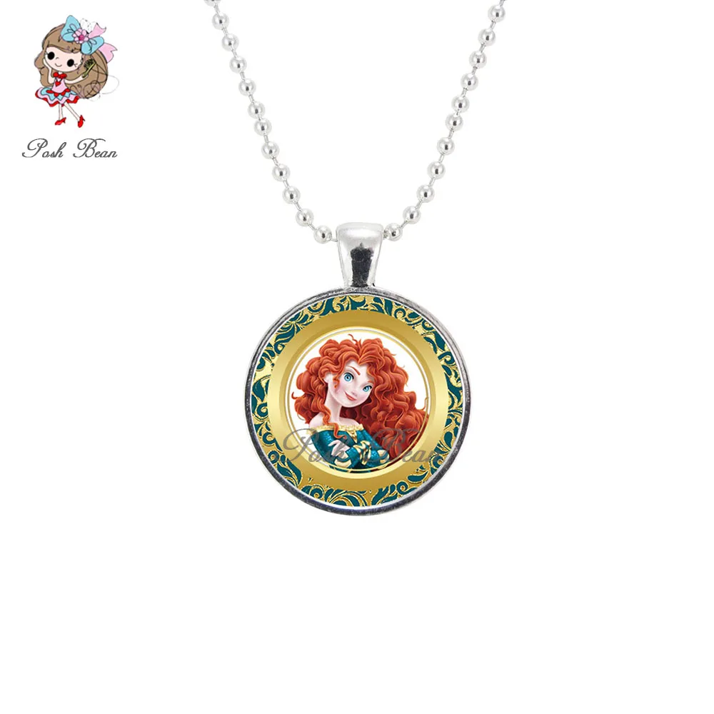 Princess Merida Necklace Brave Figures Girl Jewelry Ball Chain Glass ...