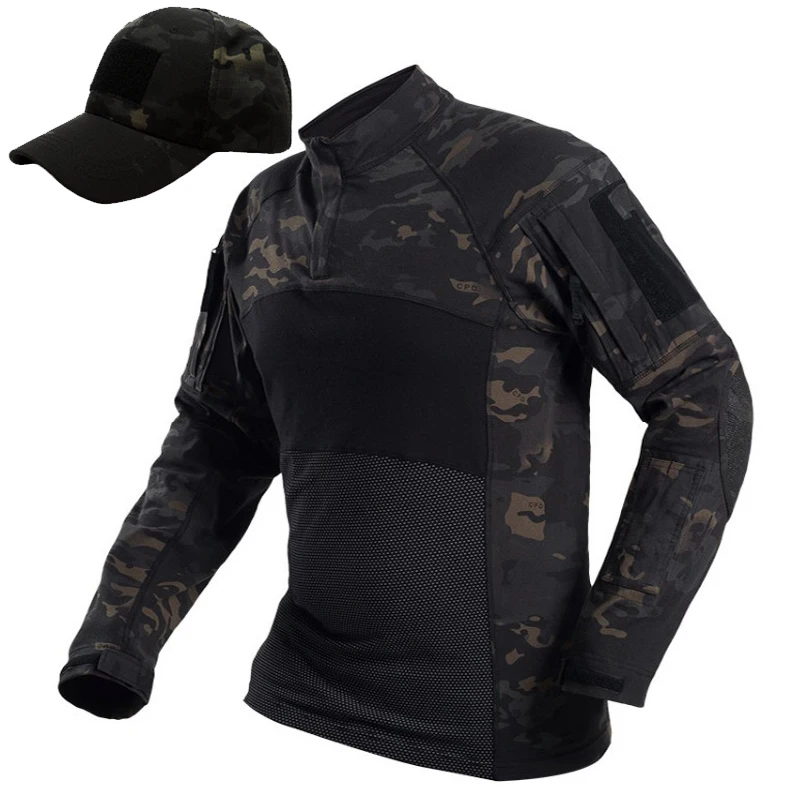 Multicam Black Tactical Long Sleeve T Shirt Men Swat Soldier Uniform ...