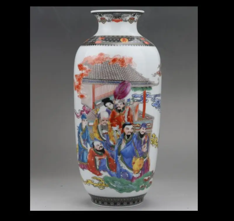 Exquisite chinese painting scenery character Vase qianlong mark hp71 ...
