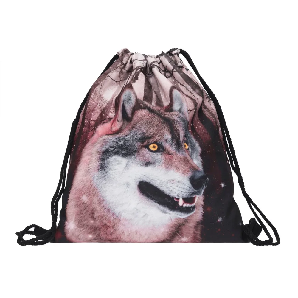Who Cares Bags Forest Wolf 3d Animal Printing Drawstring Bag Mochilas ...