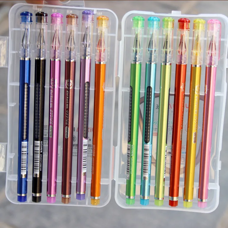 12Pcs/lot Diamonds Head Marker Neutral pen 12 Color Suit Doodle Powder ...