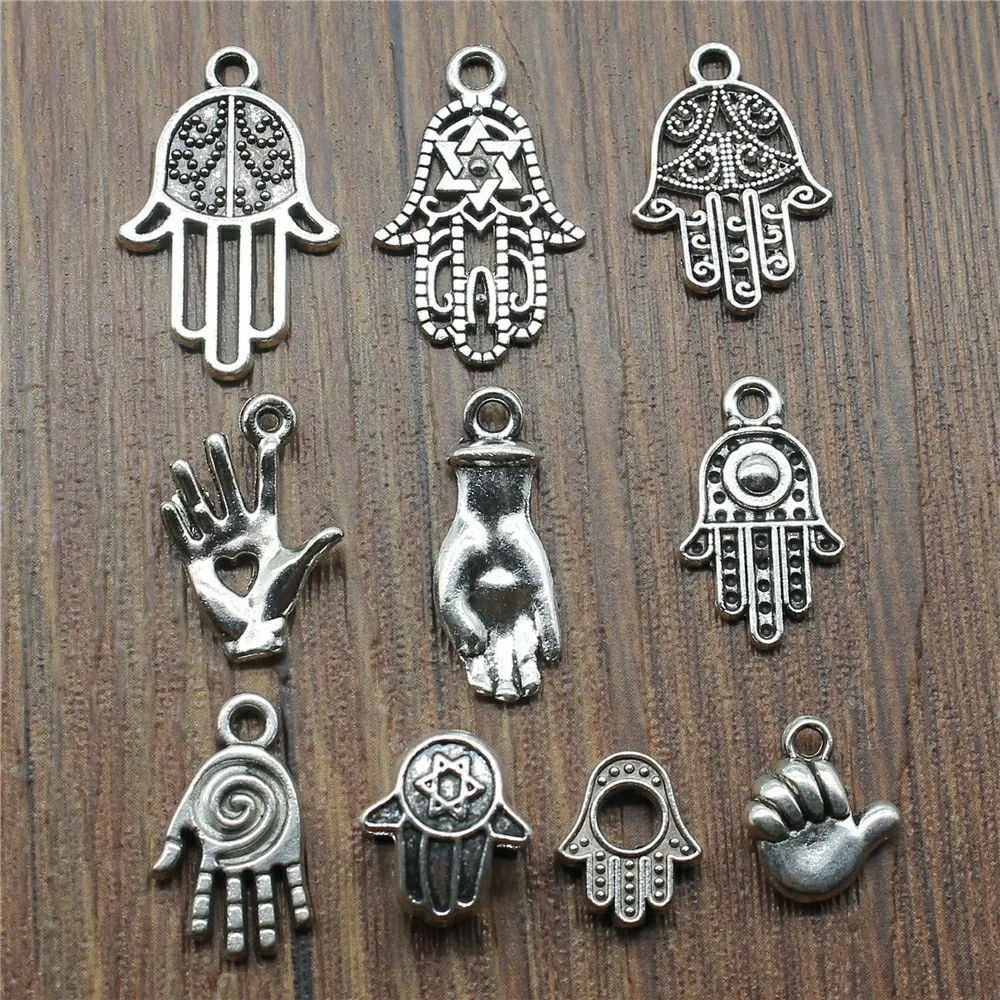 20pcs-Hand-Pendant-Charms-Antique-Silver-Color-Palm-Charms-Jewelry-DIY ...