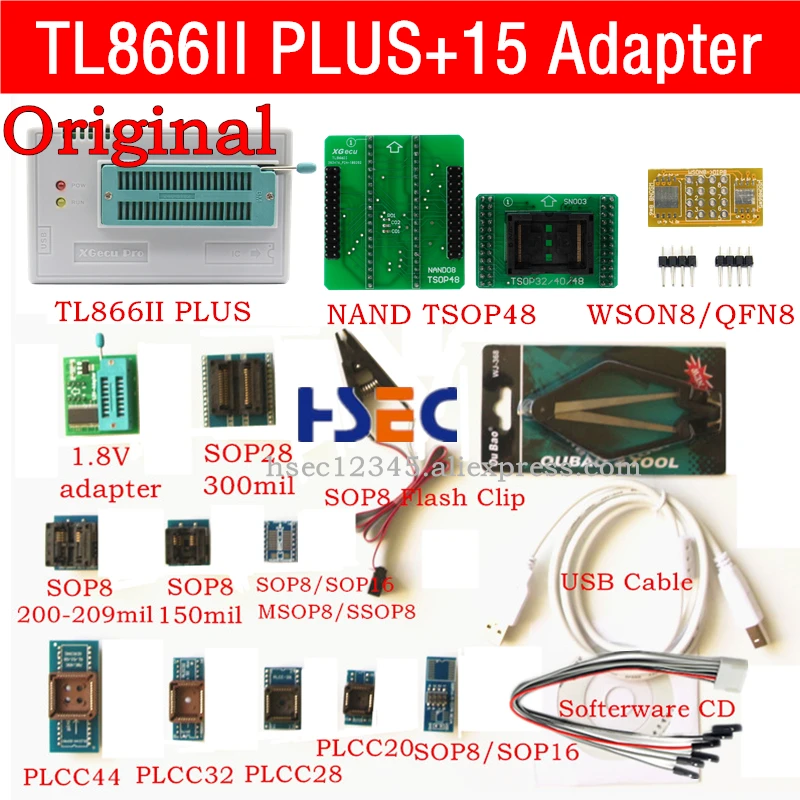New original XGecu TL866ii Além de Adaptador de tomada minipro usb isp programador NAND TSOP48 ...