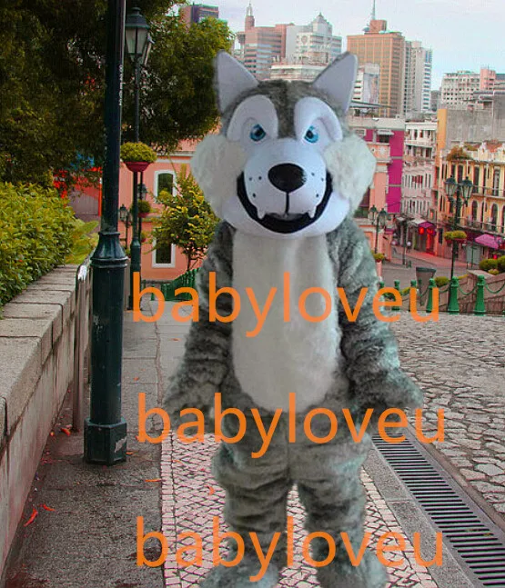New grey and black wolf mascot costume custom anime cosplay kits ...