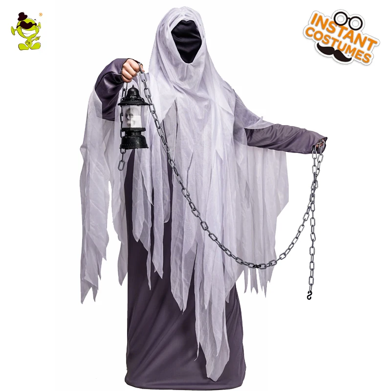 Halloween Men's Ghost Costume Role Play With Hooded Ghost Cosplay ...