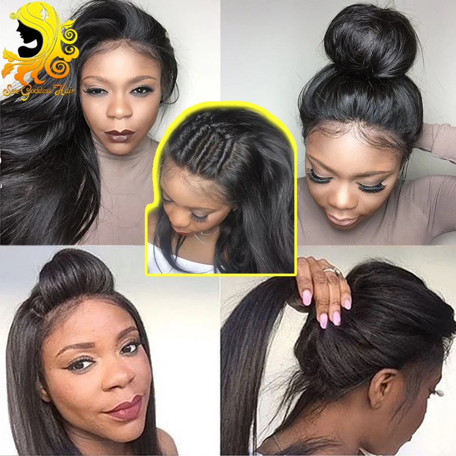 High Ponytail Full Lace Human Hair Wigs For Black Women 7A Brazilian ...