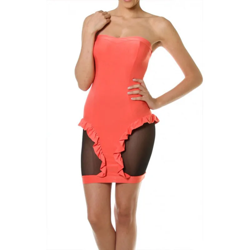 Sexy Tube Mini Bodycon Dresses Women Summer Off Shoulder Side Sheer ...