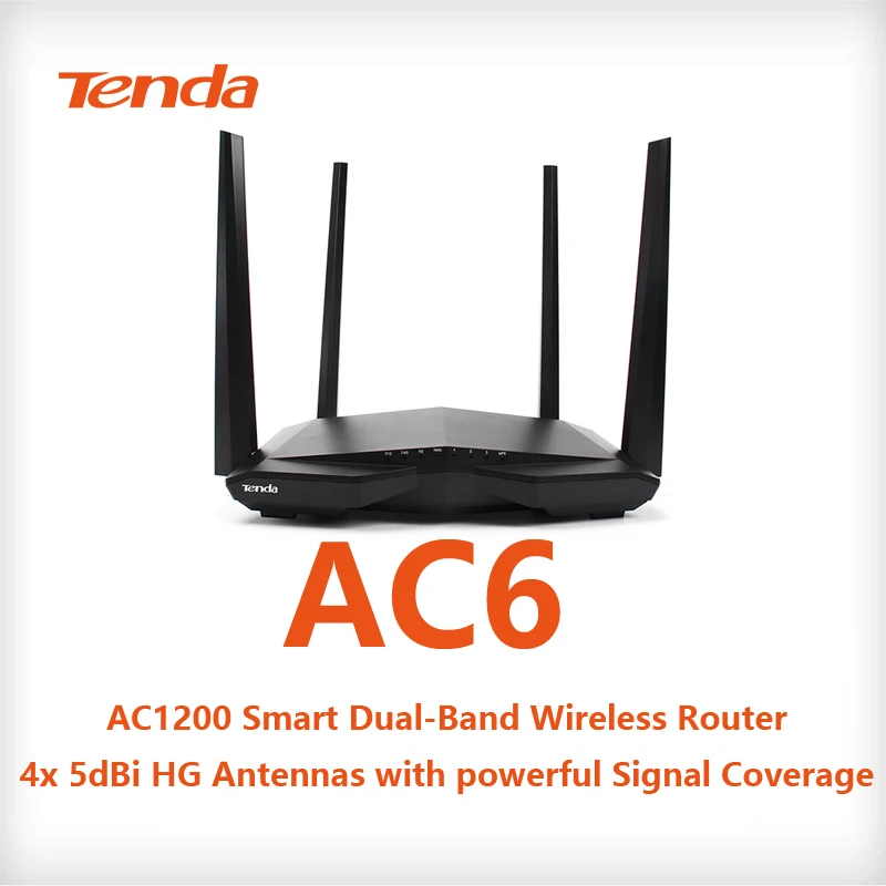 מוצר - Tenda AC6 AC1200 Router 5dBi Antennas Wifi Repeater 2.4Ghz 5GHz ...