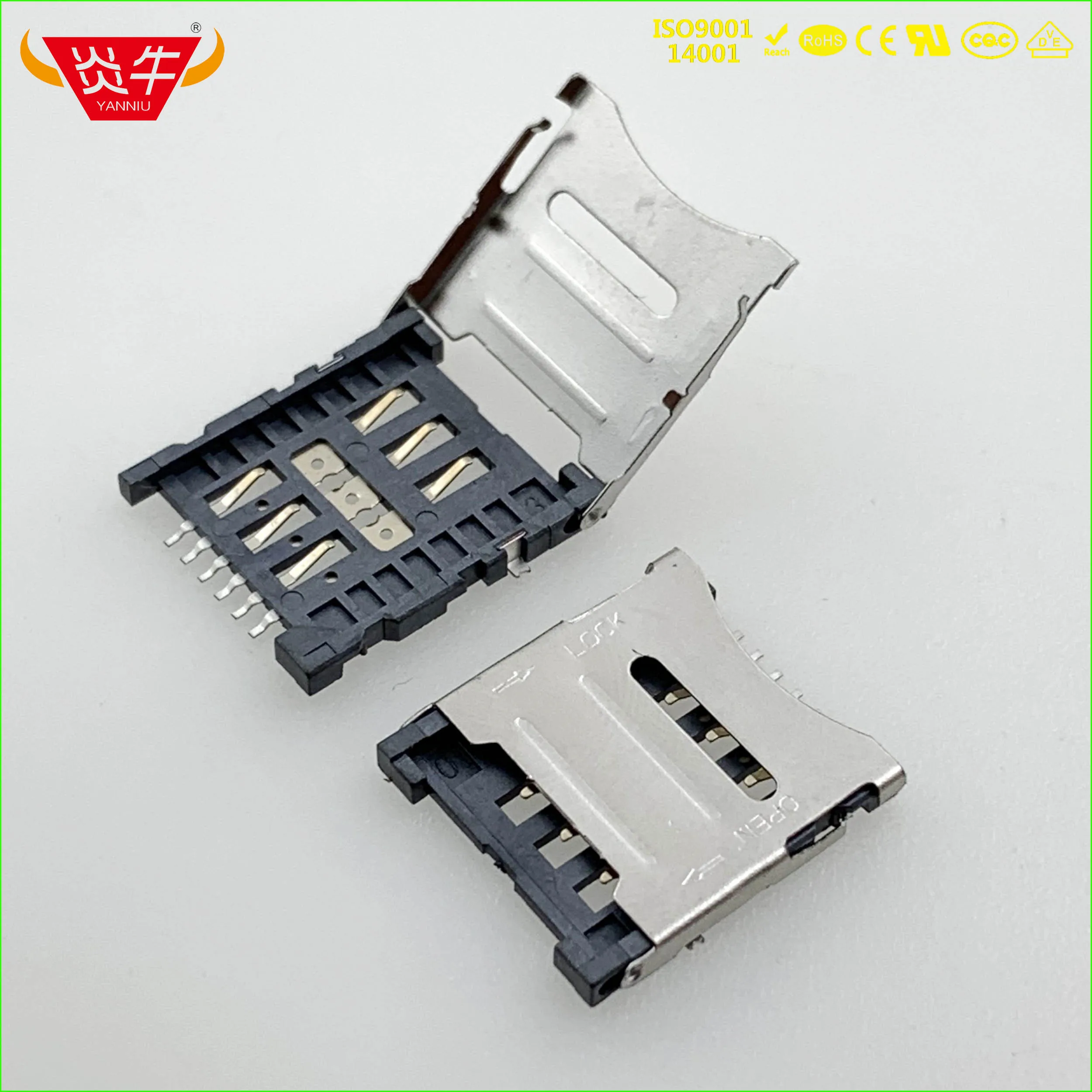 MOBILE PHONE SIM CARD CONNECTOR 6PIN CLAMSHELL FLIP TYPE SMALL CARD ...