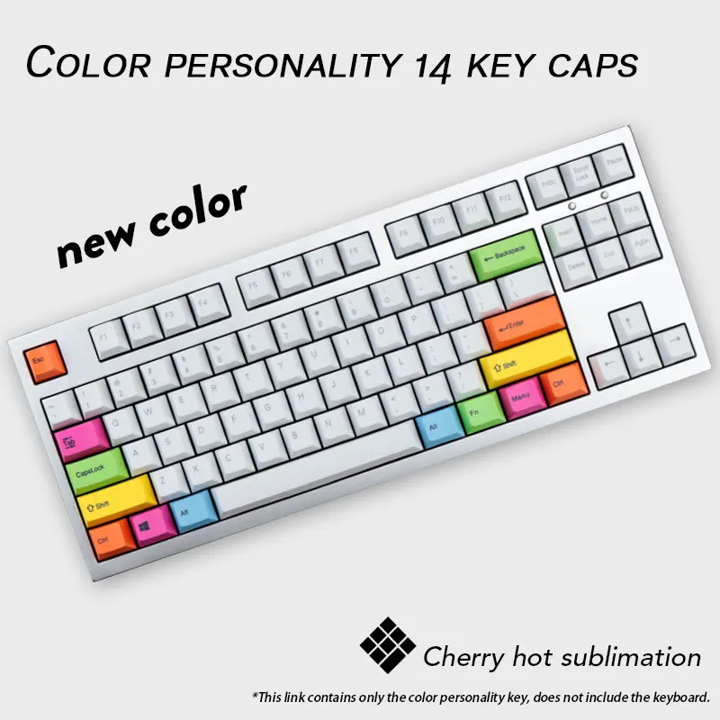 14 Key/pack Original Cherry Profile Personality Colorful PBT Key Caps ...