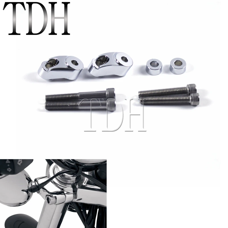 Motorcycle Chrome Front Turn Signal Relocation 39-49mm Kit For Harley ...