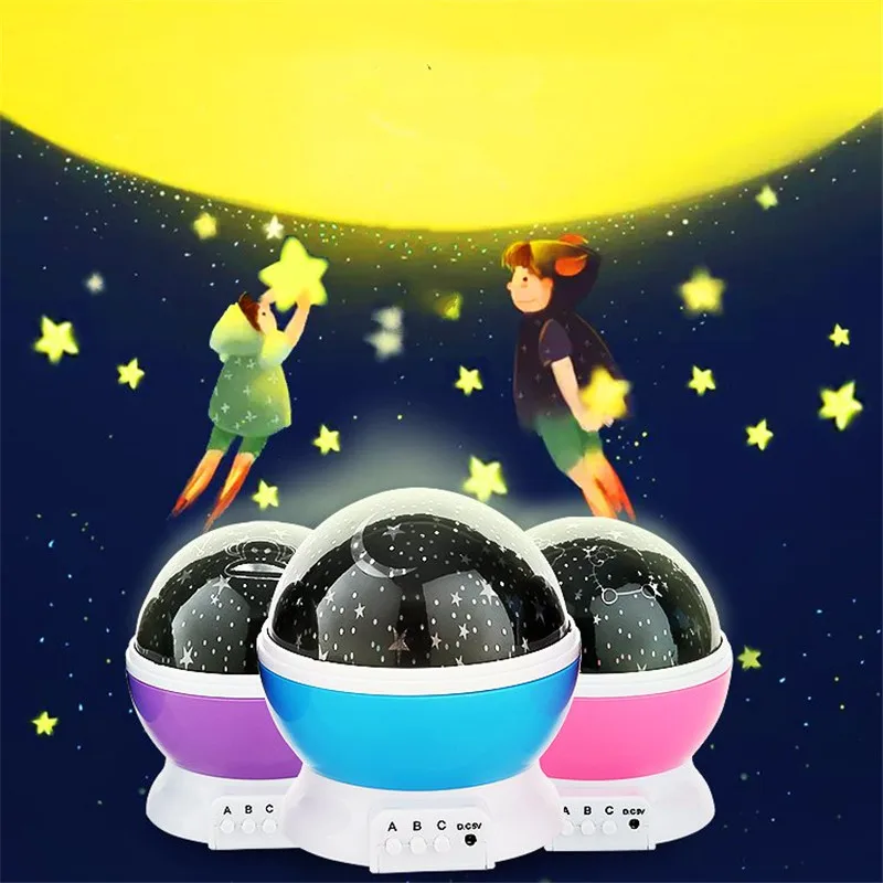 Romantic Rotating Star Moon Sky Rotation Projector Novelty Starry USB ...