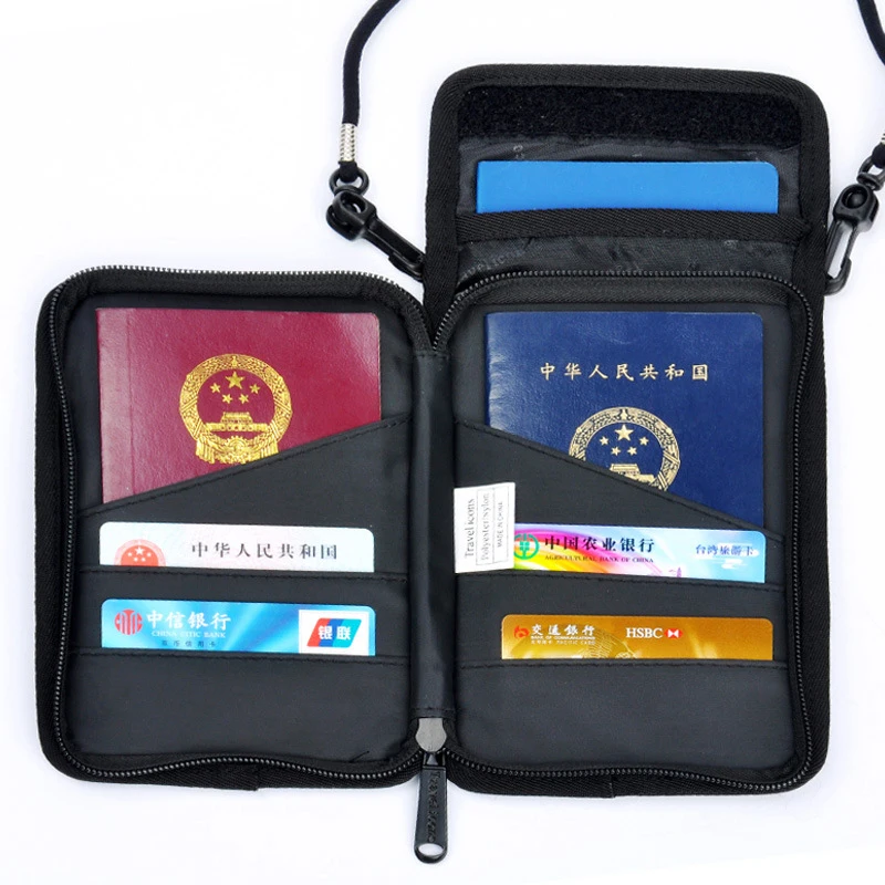 RFID Blocking Passport Holder Wallet with Neck Stash Pouch for ...