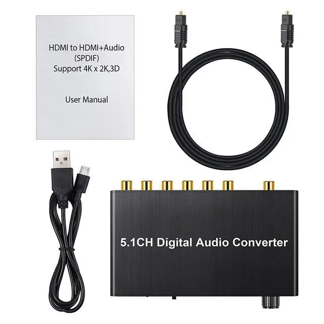 192kHz DAC 5.1CH Digital Audio Converter Decoder Coaxial / Toslink to 2 ...