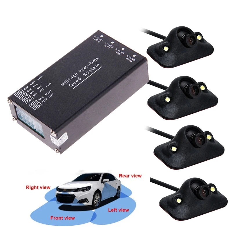 4CH 2CH parking view assist Cameras 360 Quad view Control Box 4 Way ...