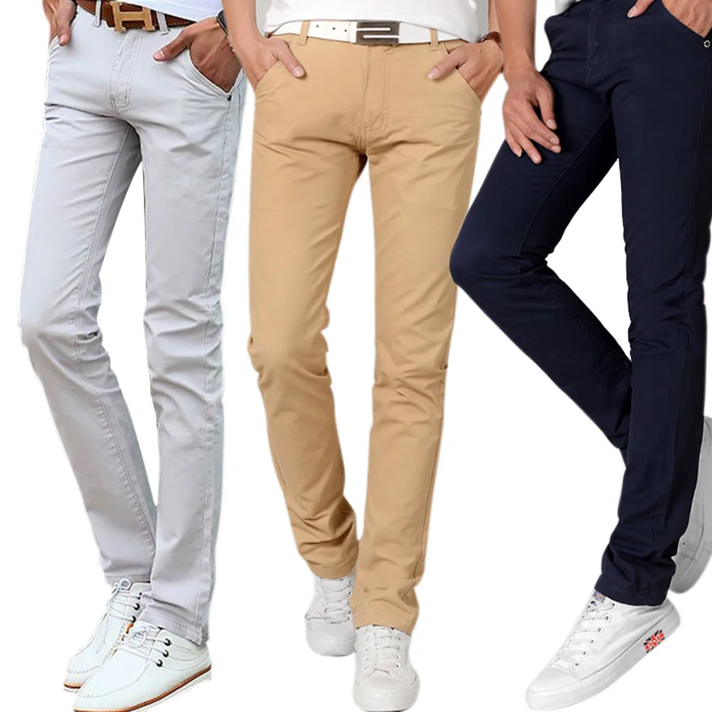 Fashion Men Slim Straight Casual Pants Cotton Linen Spring Summer Long ...