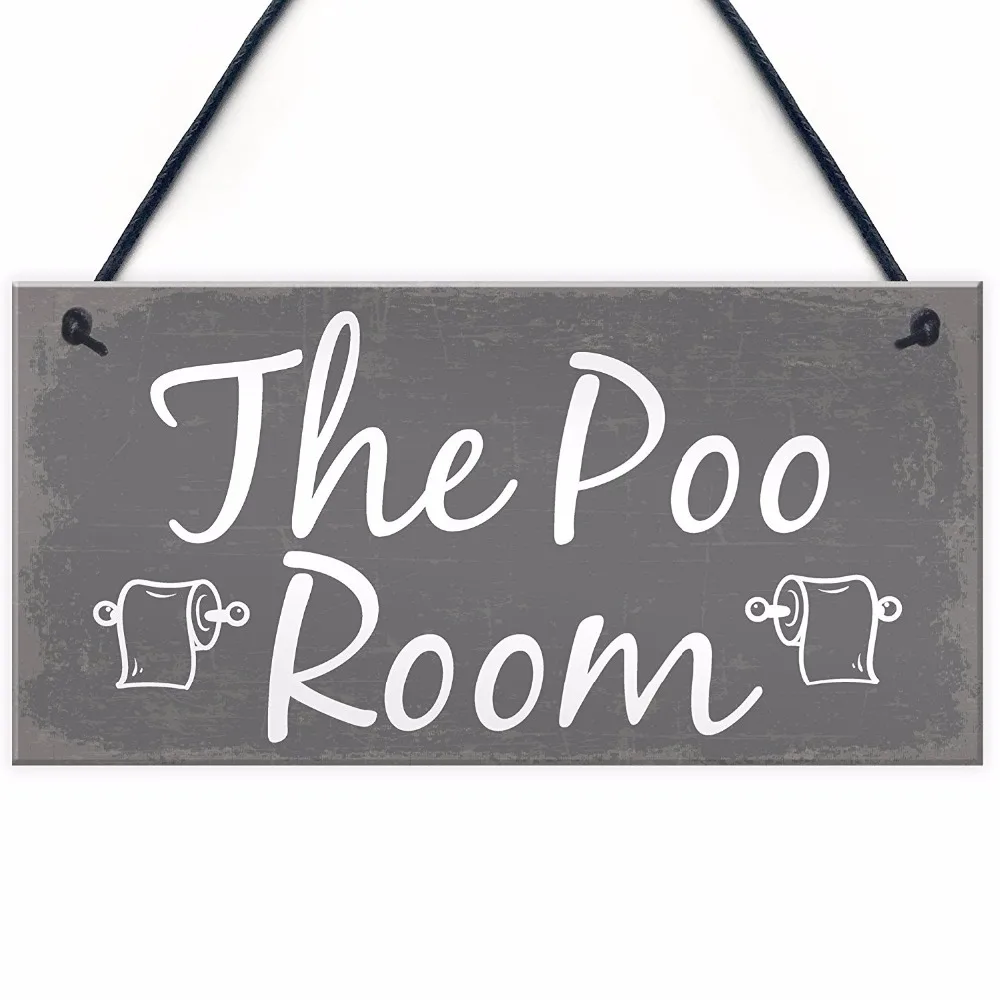Meijiafei The Poo Room Shabby Chic Bathroom Toilet Loo Plaque Funny