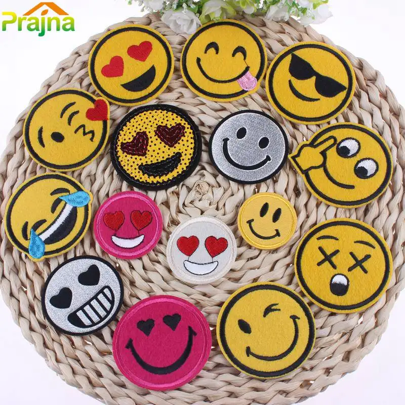 Funny Cute Emoji Patch Smile Face Patch Lot DIY Embroidered Appliques ...
