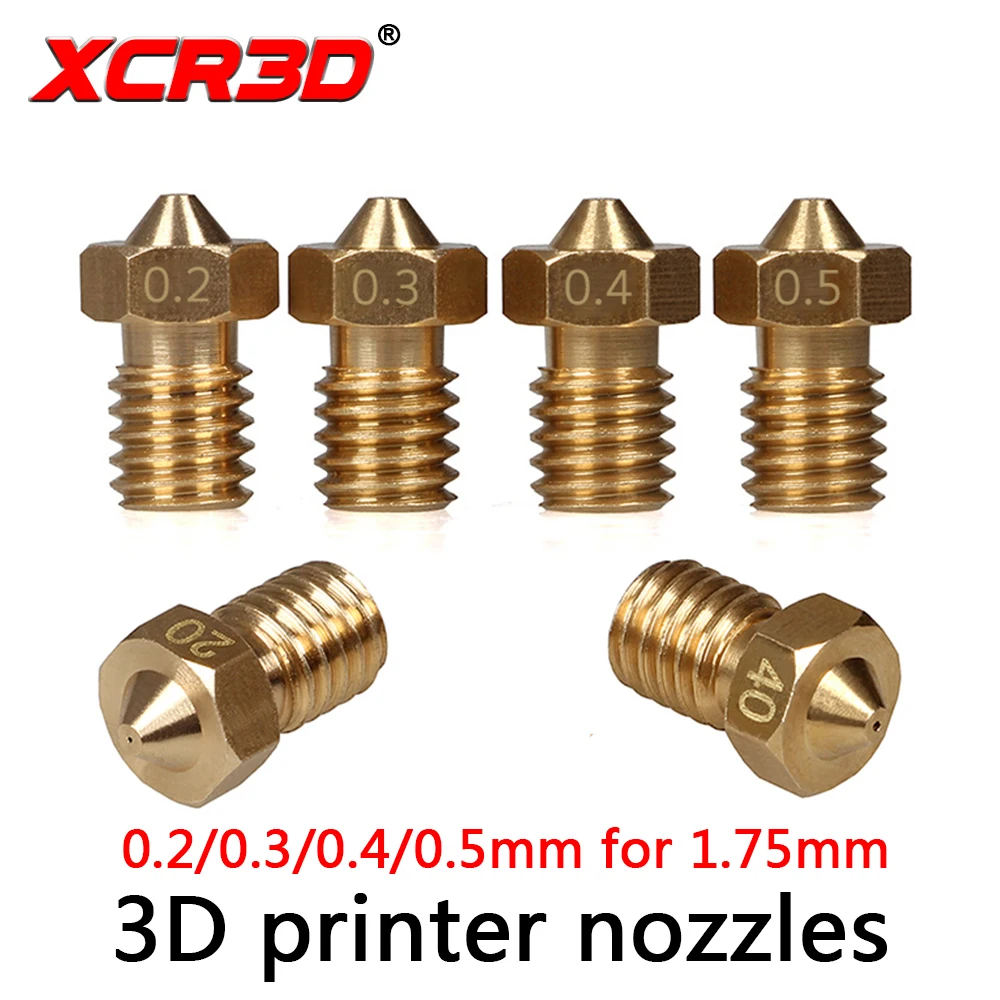 XCR3D 4 PCS/Los Hohe Präzision Messing Düse 0,2/0,3/0,4/0,5mm Für V5 V6 J Hend Hotend 1,75mm ...