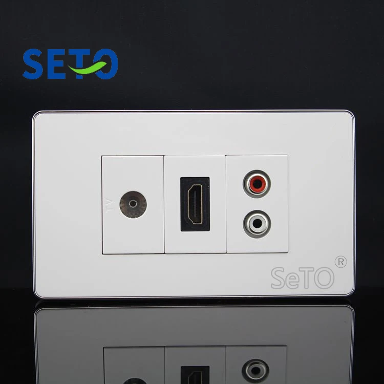 SeTo 120 Type RCA AV Audio Video + TV Connector + HDMI Panel Wall Plate ...