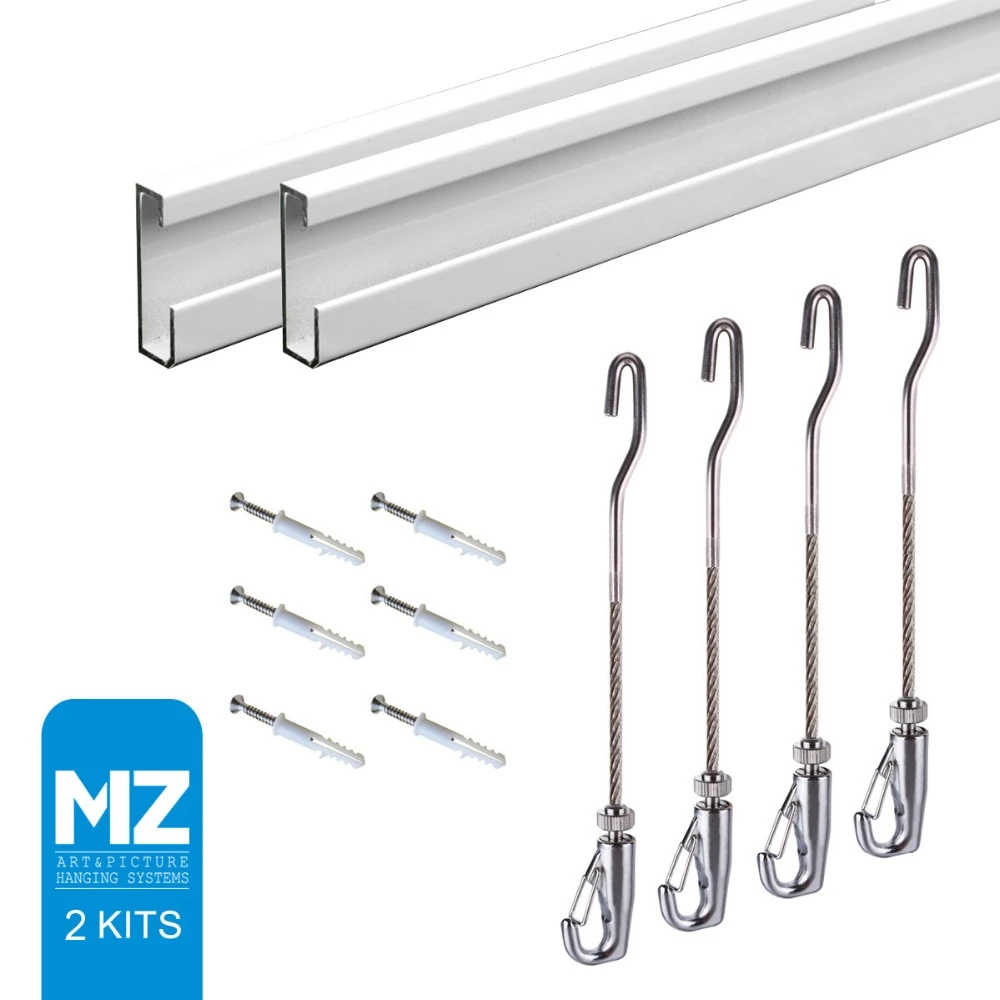 Free shipping picture hanging system picture frame hangers White rail ...