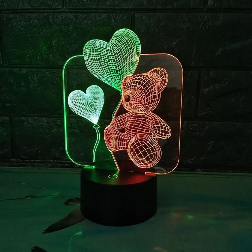 3d Lamp Christmas Gift 3d Led Night Light Color Display Bear Shape ...