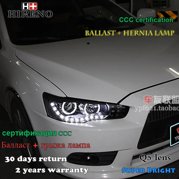 Hireno Headlamp for Mitsubishi Lancer Headlight Assembly LED DRL Angel ...