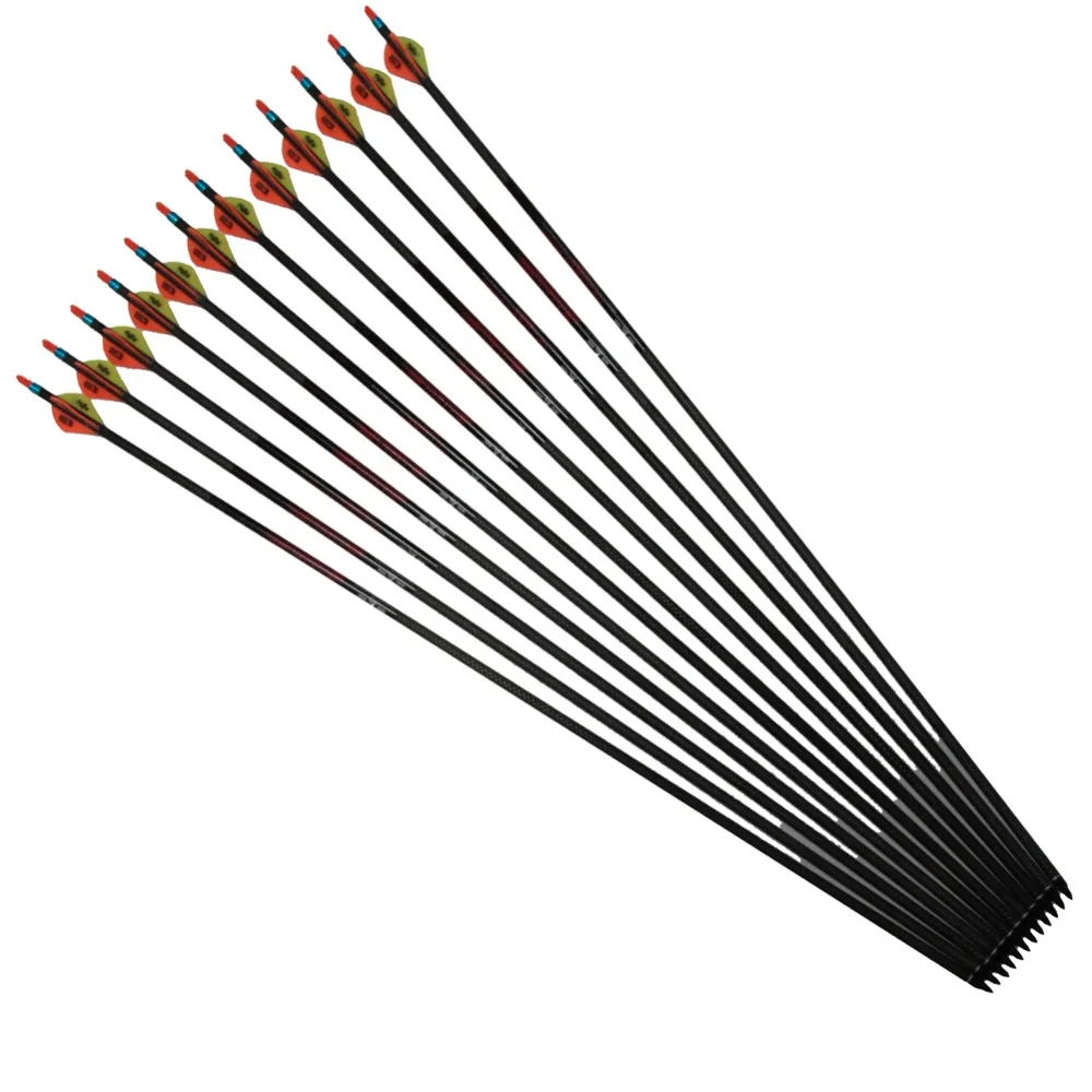 12pcs/ lot Archery Carbon Arrow 3K Weave SP350 Arrow 32" Shaft ID 6.2mm ...