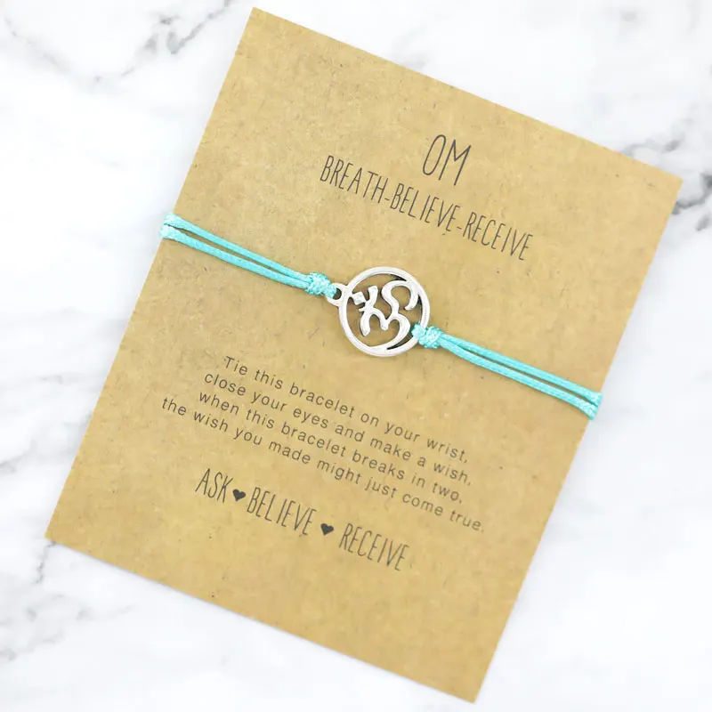 Healing Namaste Yoga OM Charm Bracelets for Love Best Friend Wish Bracelets Rope String Lotus OM ...