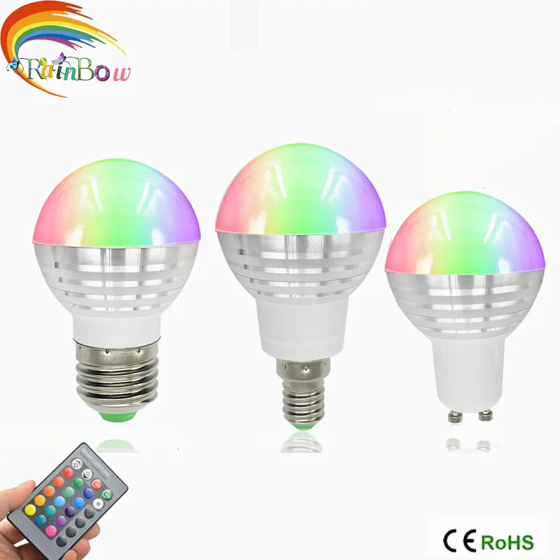 E27 E14 LED RGB Bulb lamp AC110V 220V 5W LED RGB Spot light dimmable ...