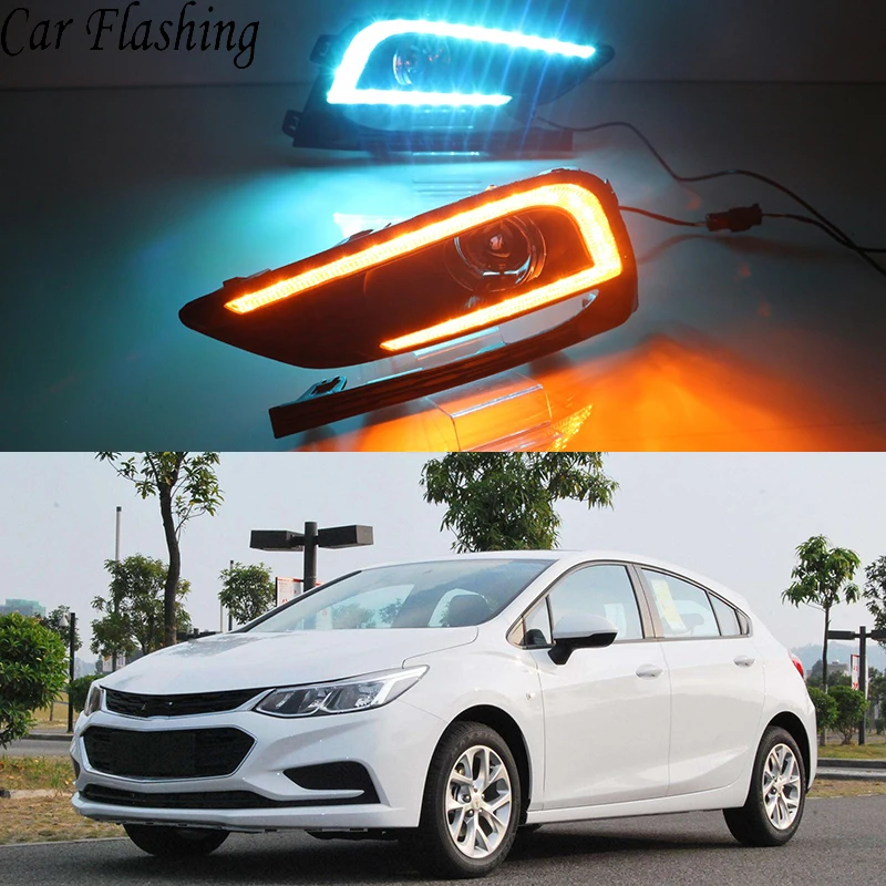 Car LED DRL For Chevrolet Cruze 2016 2017 2018 with Turn Signal style ...