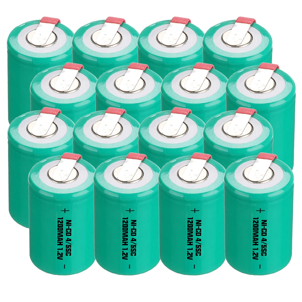 Lowest price 16 piece 4/5SC battery 1.2v batteries rechargeable 1200mAh nicd battery for power ...