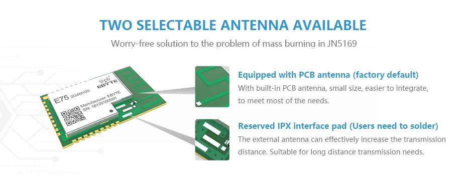E75-2G4M10S Zigbee JN5169 2,4 ГГц 10dBm PCB IPEX Разъем IoT uhf ...
