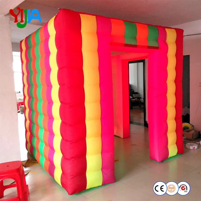 Free shipping 8ft colorful LED inflatable photo booth tent cube with 2 ...