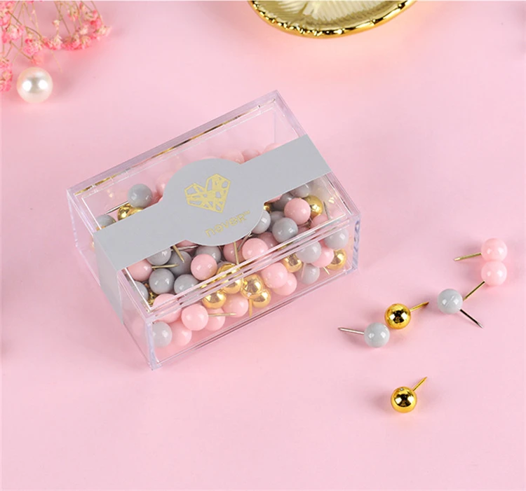 120pcs Pink Series Push Pins Office Decorative Gift Stationery Colored ...