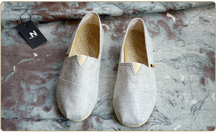 Summer Linen Shoes Men's Low-Top Canvas Shoes Breathable a Pedal Lazy ...