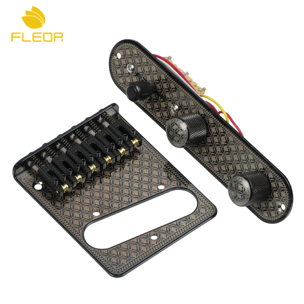 FLEOR Metal Tele Pre wired Control Plate 3 Way Switch Control Knobs & 6 ...