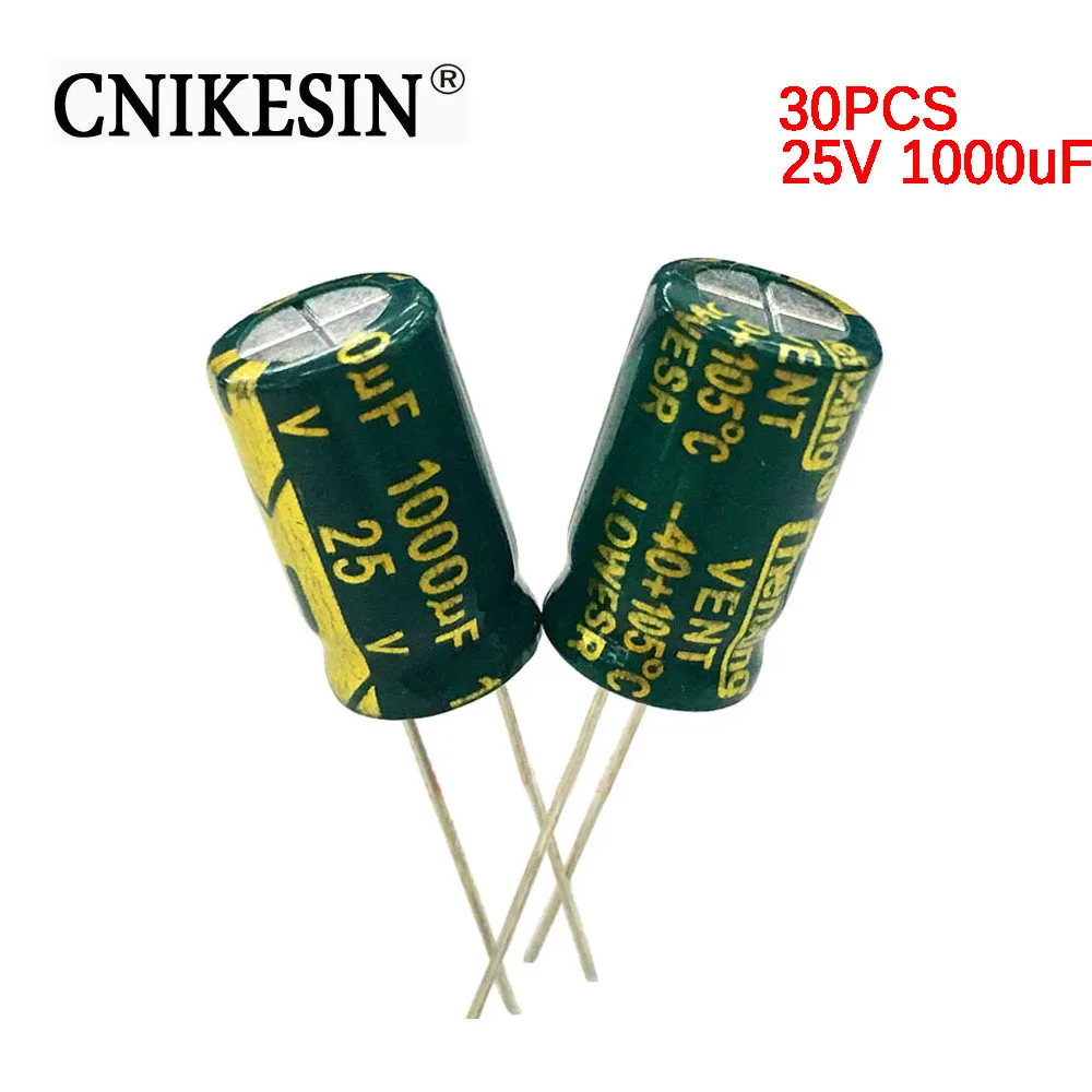 Cnikesin 30 pces 25v1000uf baixo esr sanyo alumínio capacitor ...