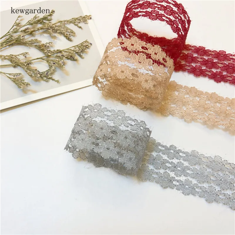 Kewgarden 25mm 2.5cm Hollow Flowers Lace Ribbons Handmade Bowknot Satin ...