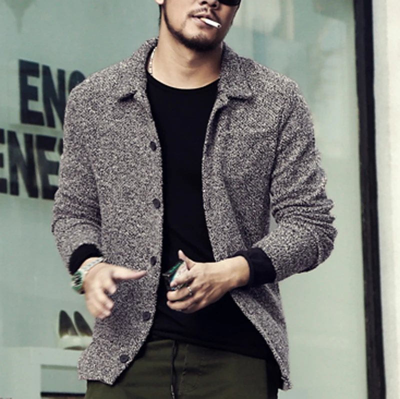 2017 new winter men long sleeve woolen shirt men's slim shirt collar ...