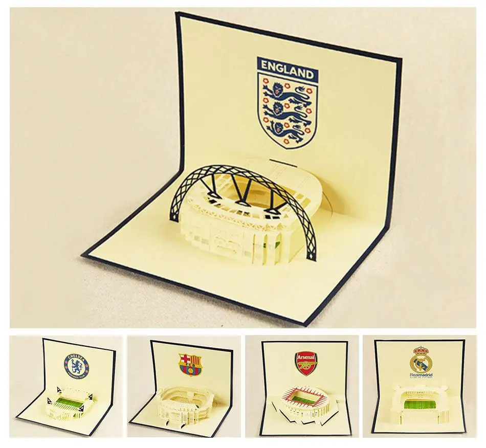 Handmade Football Field Theme Greetings Cards Kirigami 3D Pop up Card ...
