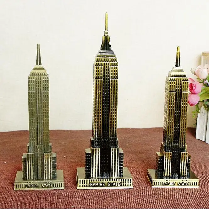 18 22cm World Famous Empire State Building Model Bronze Craft 3D Tower ...