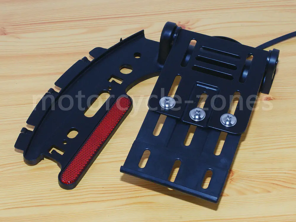 Black Motorcycle Collapsible Folding Side Mount License Plate Bracket ...